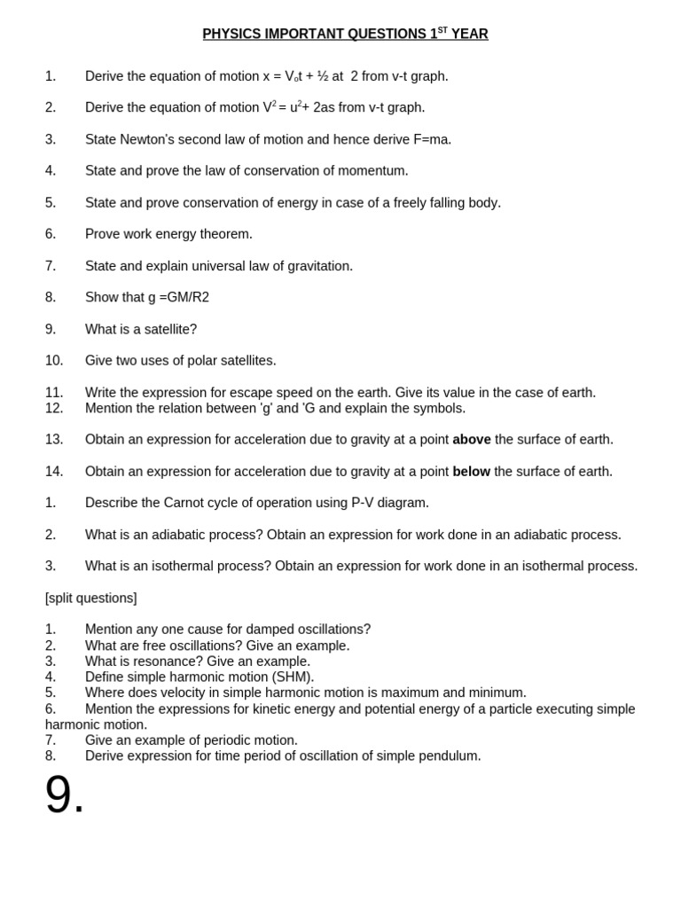 Key Physics Questions and Concepts | PDF