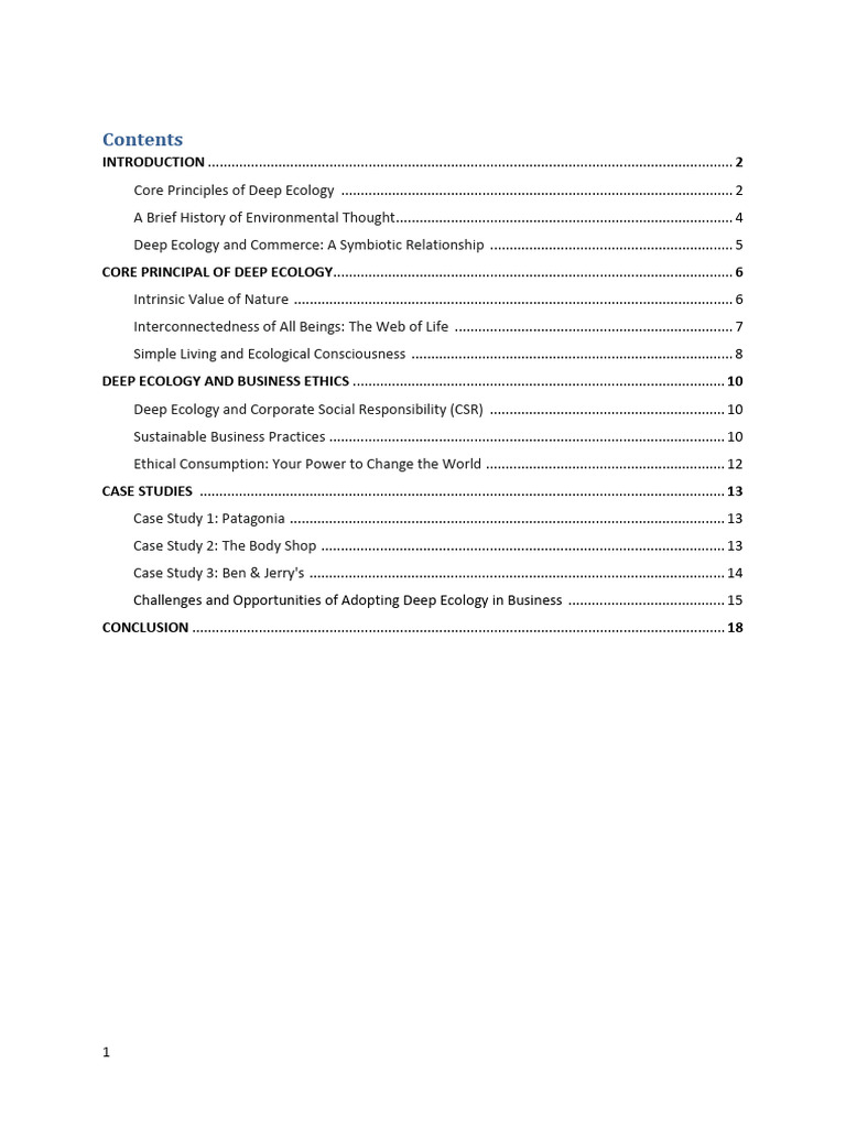 Deep Ecology: Principles and Business Ethics | PDF | Sustainability ...