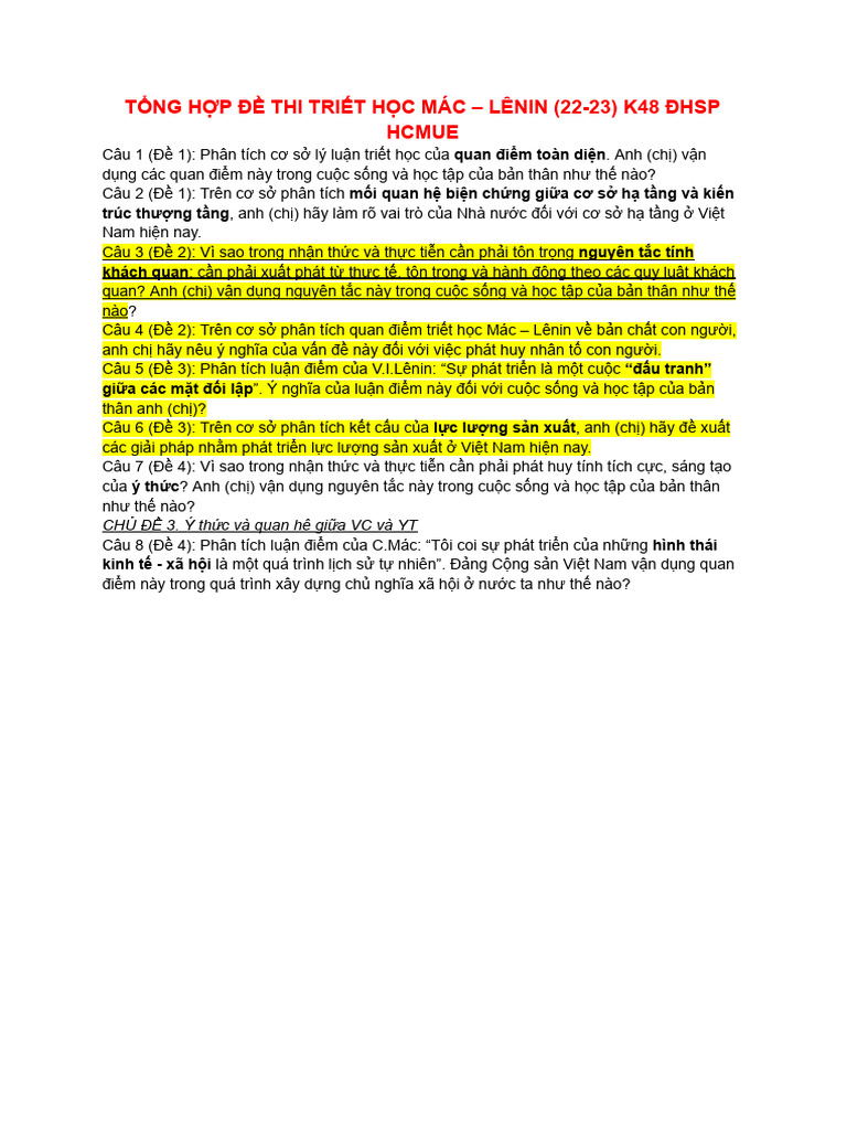 De Thi Triet Hoc K48 | PDF