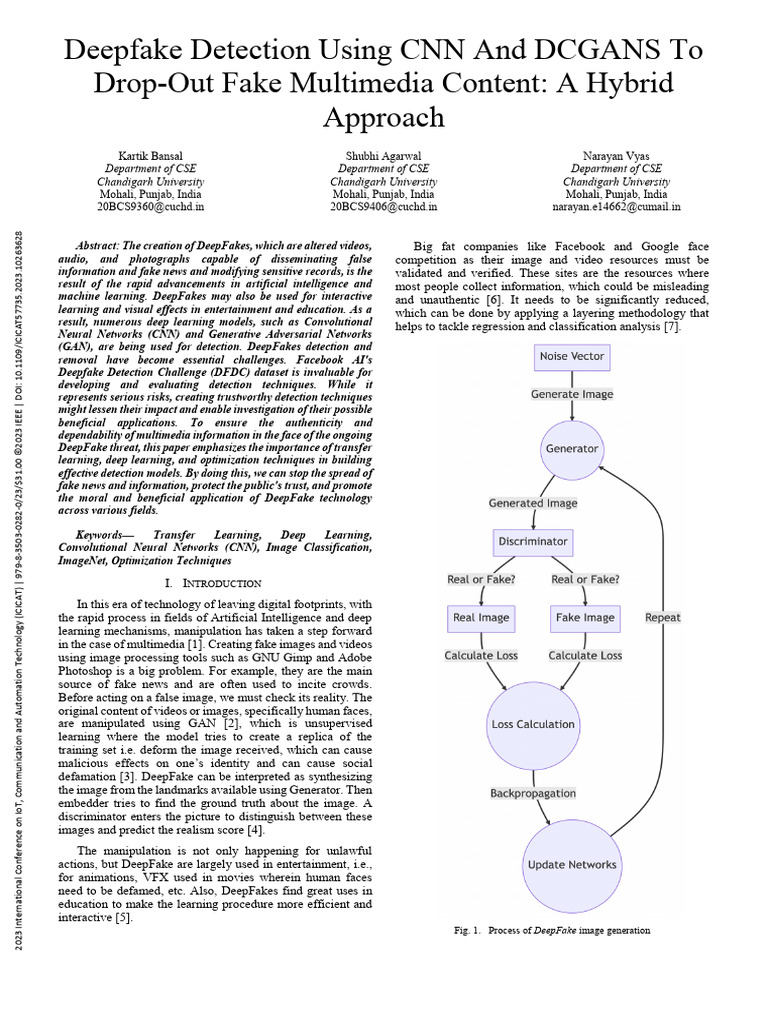 Deepfake Detection Using CNN and DCGANS to Drop-Out Fake Multimedia Content a Hybrid Approach ...