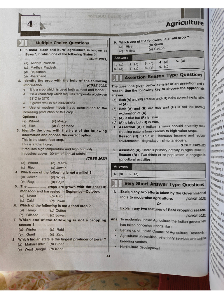 CH 4 Geo Important Board Questions | PDF