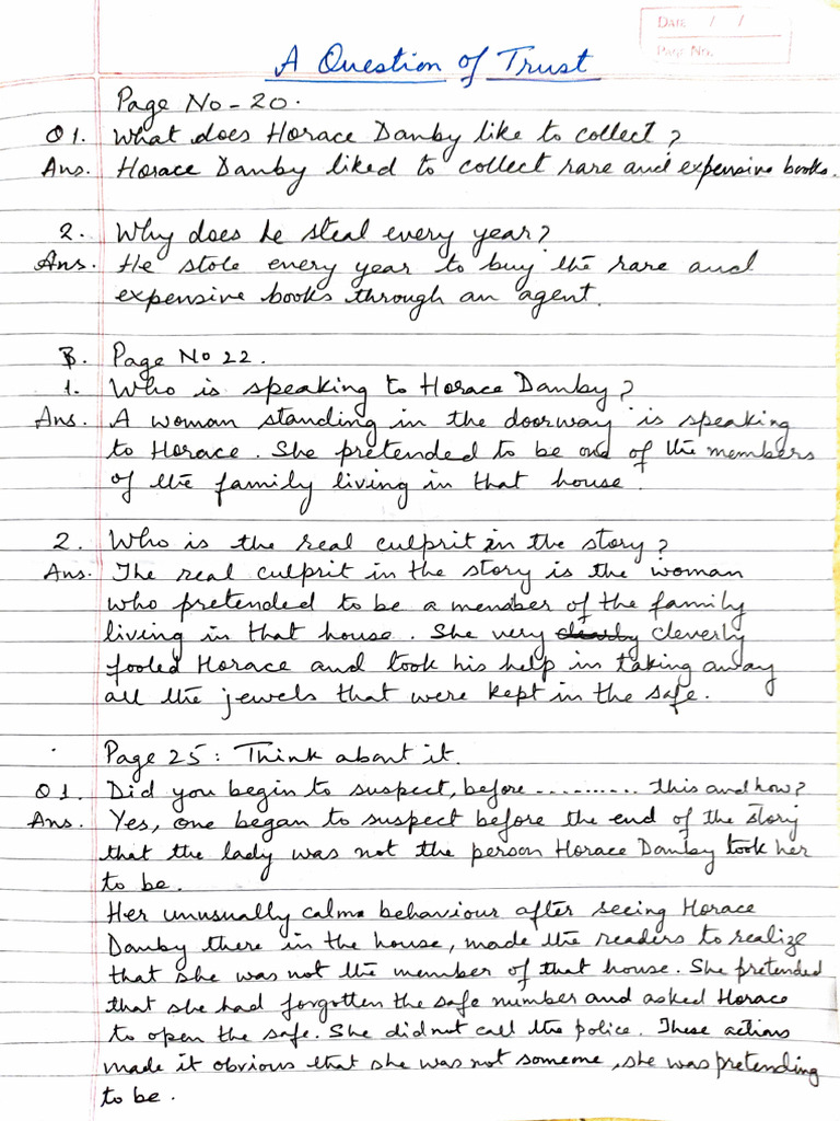 A Question of Trust Class 10 | PDF