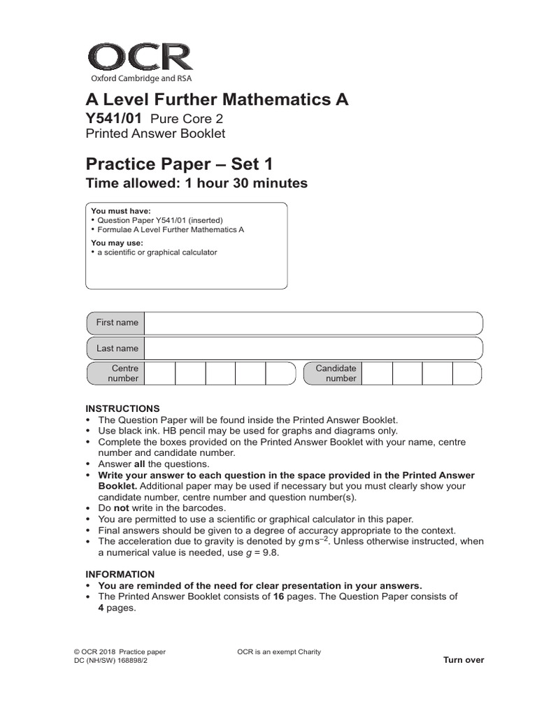Pp1 y541 Pure Core 2 Ab | PDF | Student Assessment And Evaluation