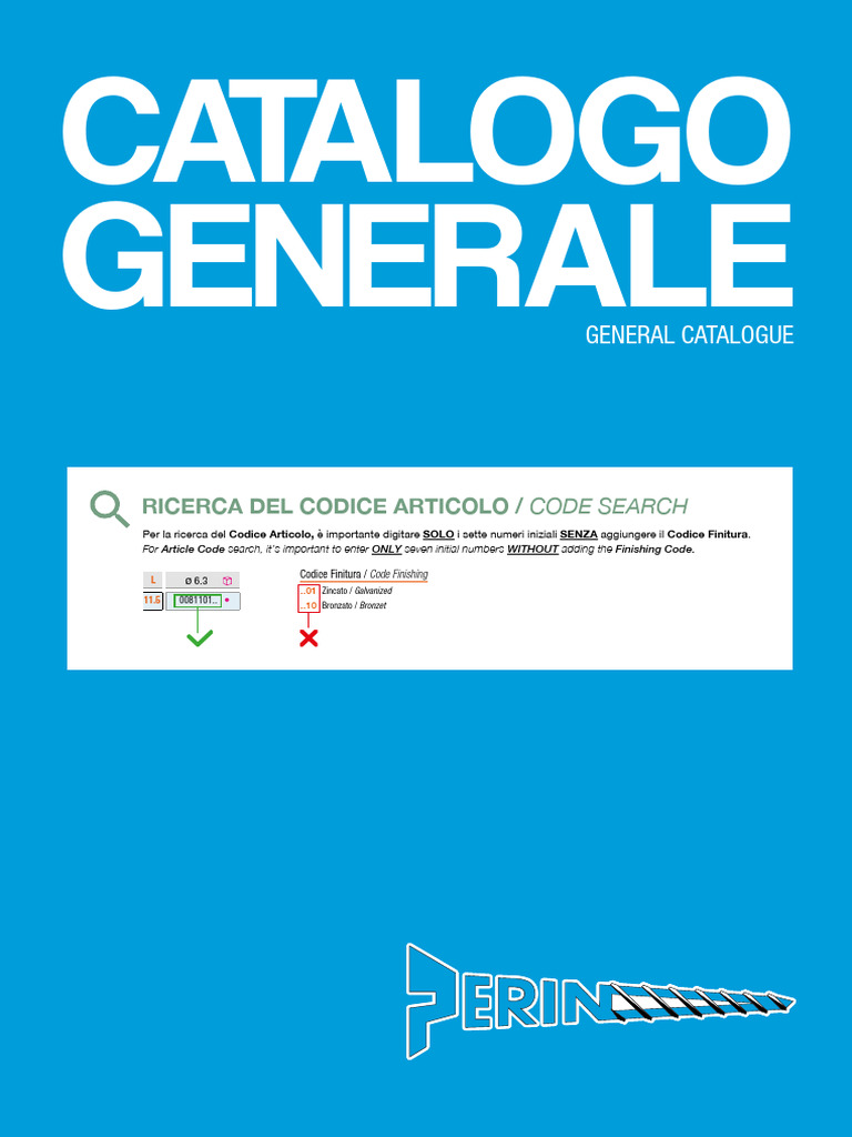 Catalogo Generale Completo Perin Spa | PDF | Screw | Metalworking