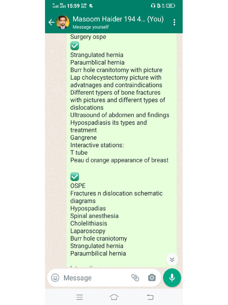 Surgery Ospe 1 by Masoom Haider | PDF