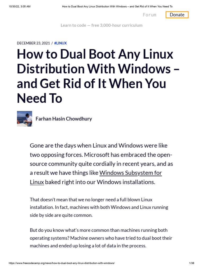 How To Dual Boot Any Linux Distribution With Windows - and Get Rid of It When You Need To | PDF ...