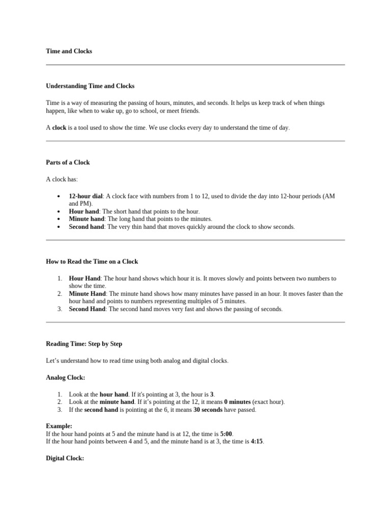 Time and Clocks | PDF | Hour | Clock