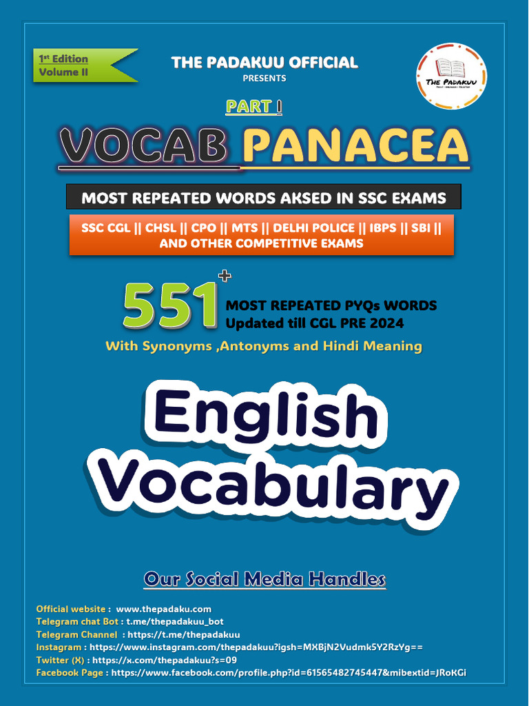 Sample THE PADAKUU 551 Most Repeated Vocabulary Book Softcopy | PDF