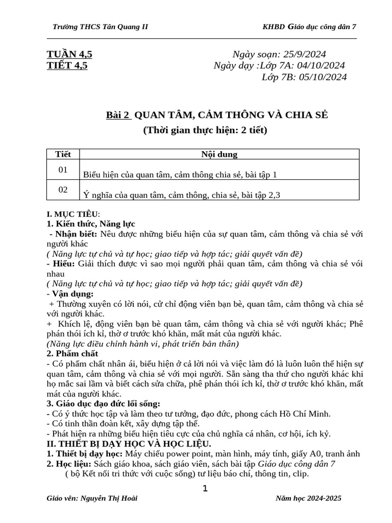 KHBD- GDCD 7 -TUẦN 4,5 | PDF