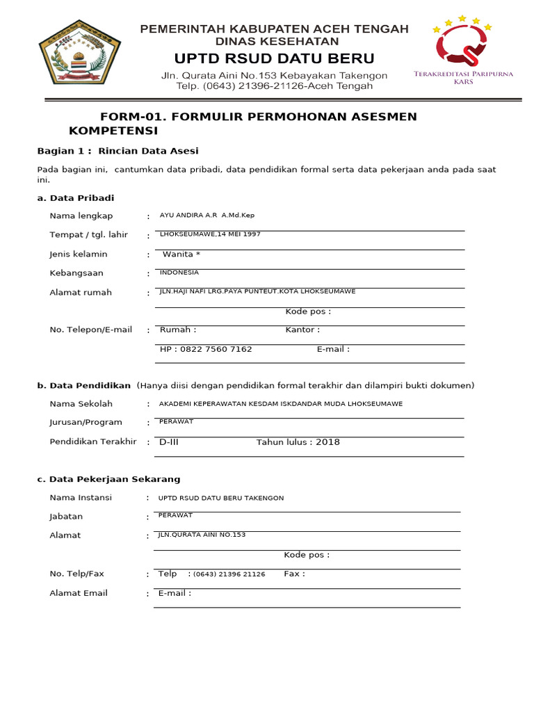 Form Ayu Andira | PDF