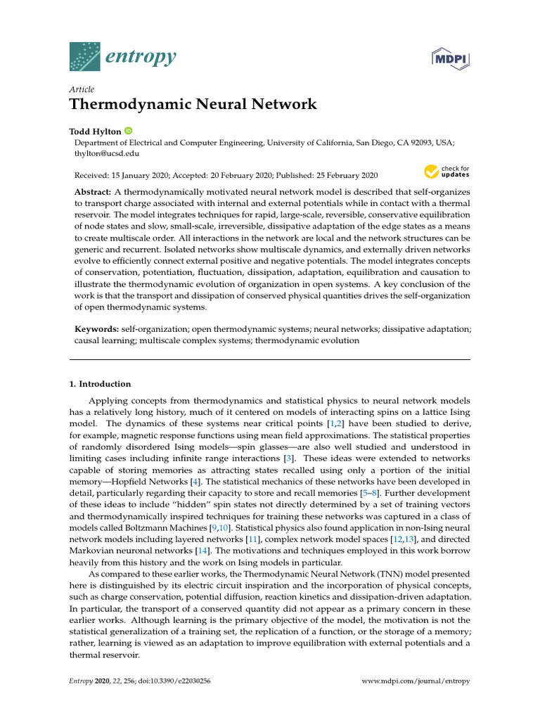 3 - Thermodynamic Neural Network | PDF | Thermodynamics | Entropy