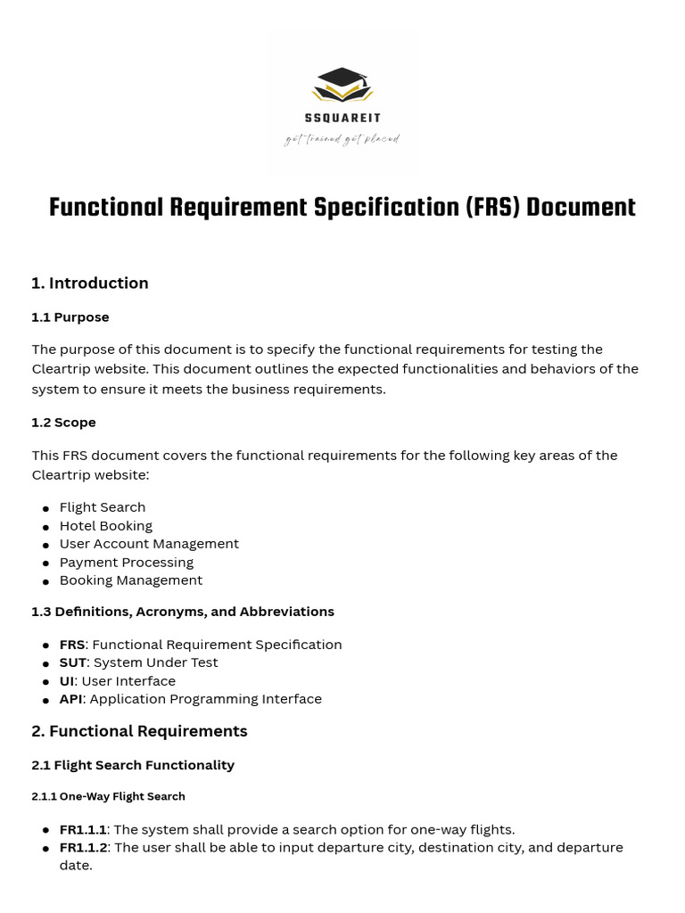 Functional Requirement Specification (FRS) Document | PDF | Login ...