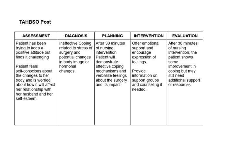 Tahbso Post: Assessment Diagnosis Planning Intervention Evaluation | PDF