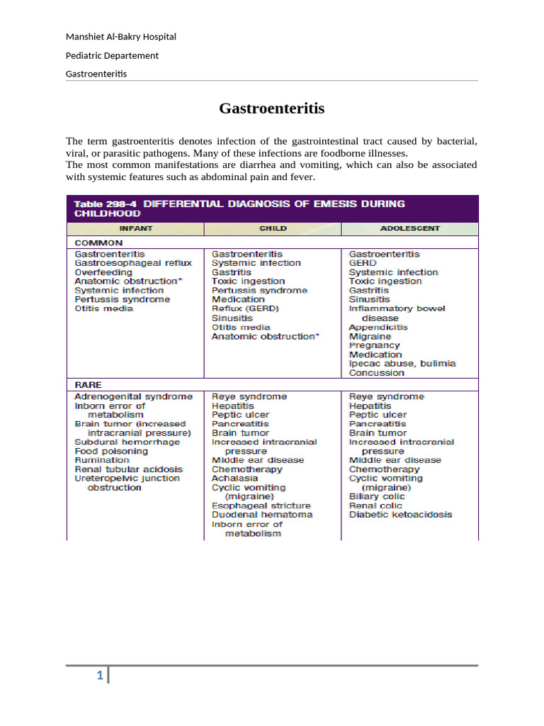 Gastroenteritis 1 | PDF | Diarrhea | Clinical Medicine