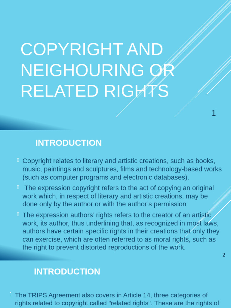 Copyrights and neighbouring Rights | PDF | Copyright | Monopoly (Economics)
