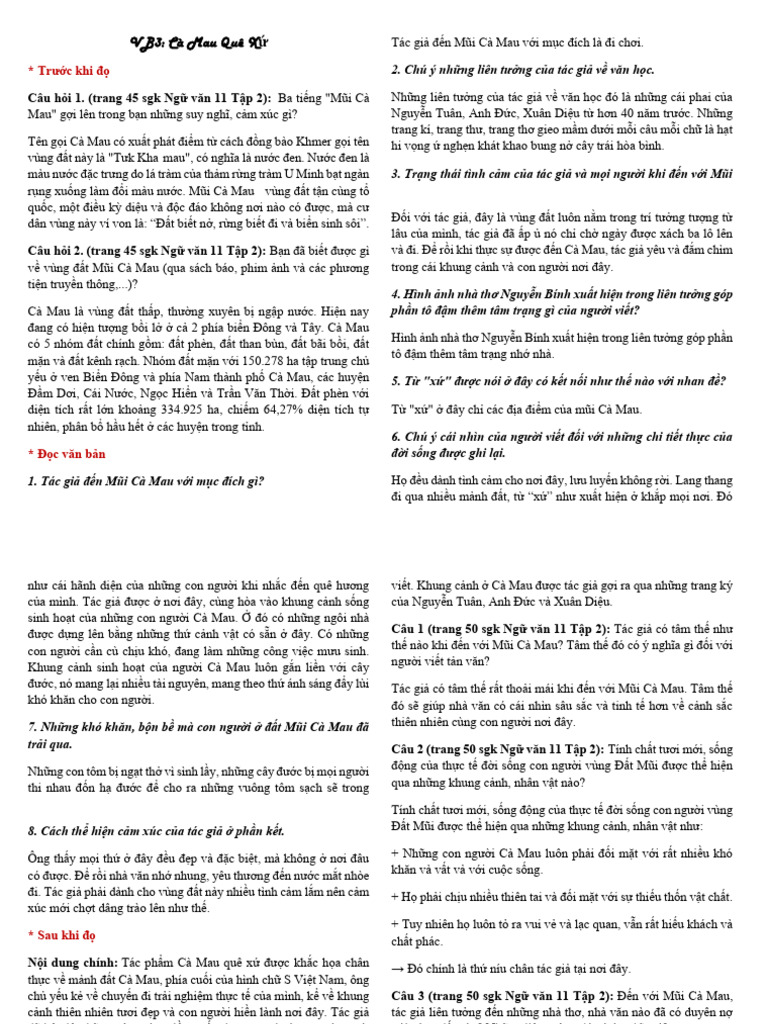 VB3: Cà Mau Quê X: * Trước khi đọc | PDF
