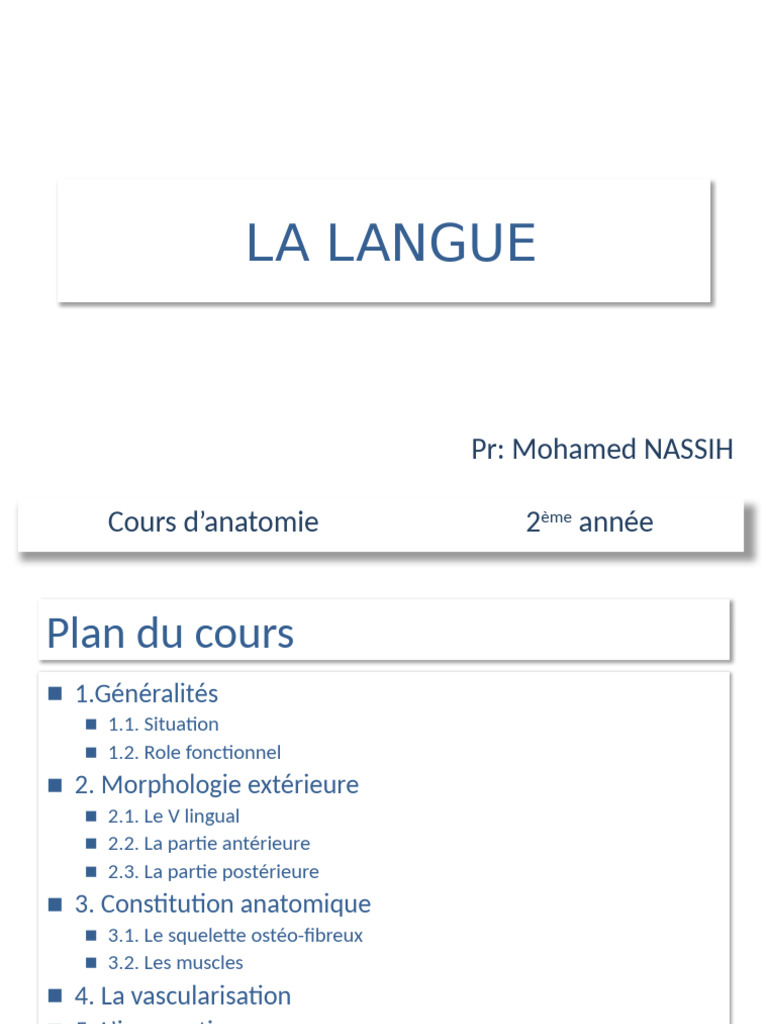 Anatomie et Fonction de la Langue | PDF | Langue | Anatomie humaine