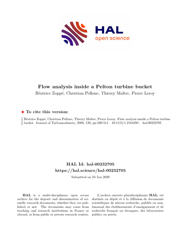 Pelton Turbine Flow Analysis | PDF | Flow Measurement | Fluid Dynamics