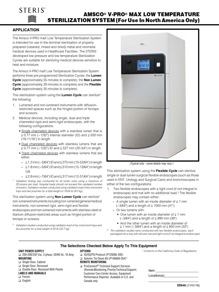 Amsco V-PRO Max Sterilization Overview | PDF | Sterilization ...
