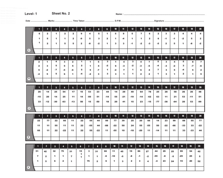 Abacus Practice Sheet | PDF