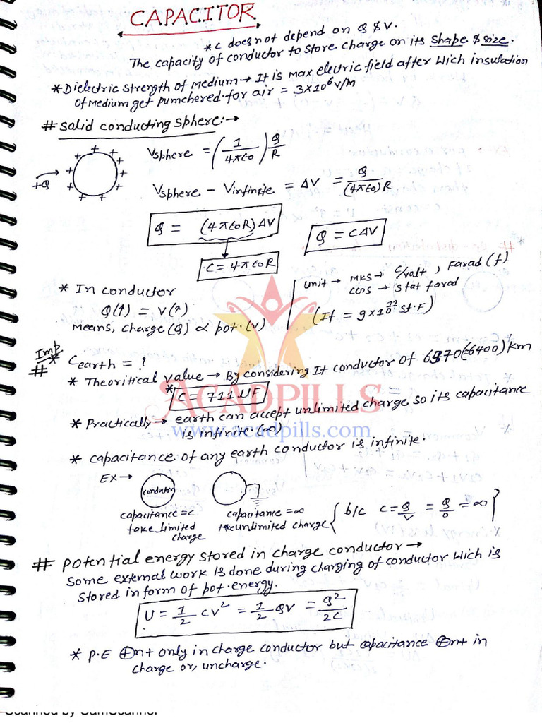 Capacitor Handwritten Notes | PDF