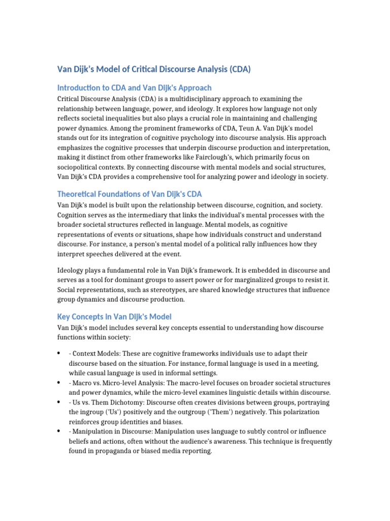 Van_Dijk_CDA_Assignment | PDF | Liberal Arts Education | Human ...