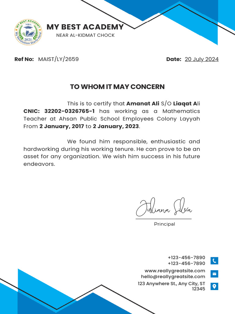 Blue and Black Corporate Simple Application Letter | PDF
