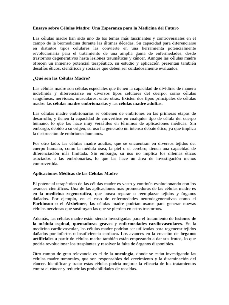 celulas madre | PDF | Célula madre | Medicina