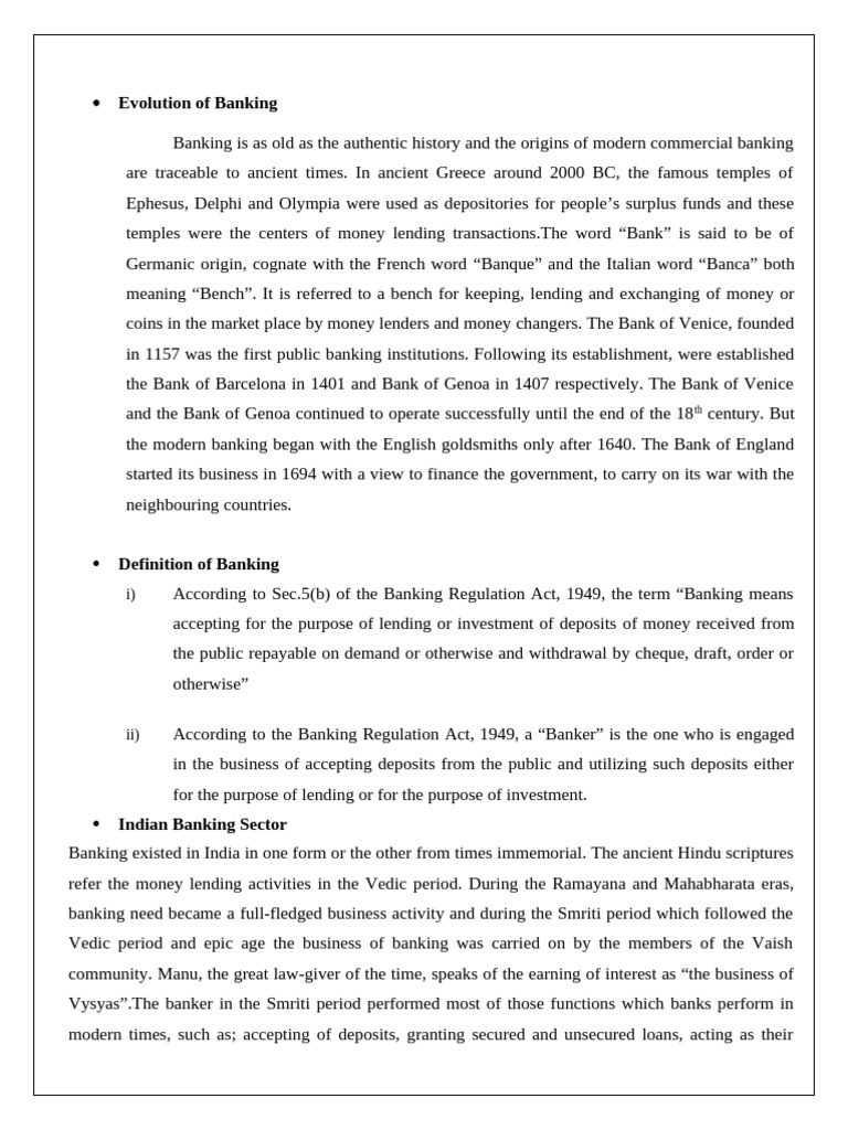 Evolution-of-Banking | PDF | Banks | Reserve Bank Of India