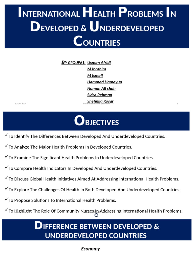 International Health Problems in Developed & Underdeveloped Countries ...