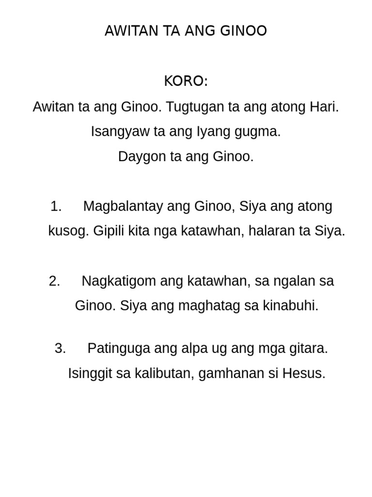 Awitan Ta Ang Ginoo | PDF