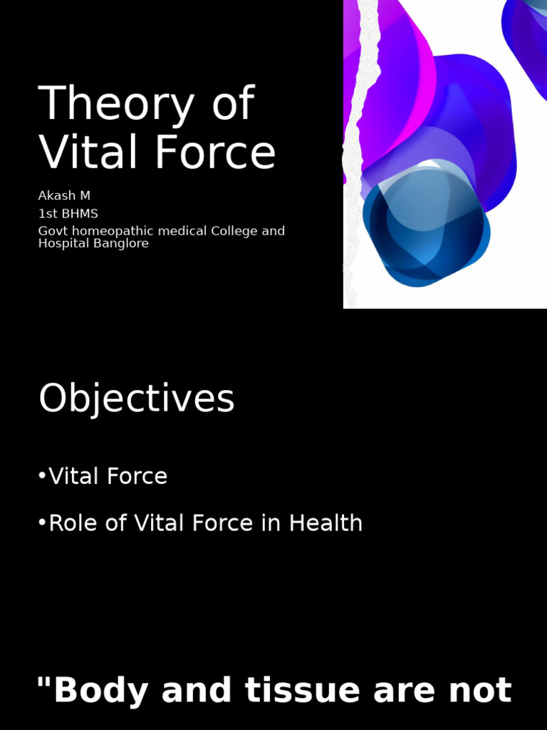 Theory of Vital Force | PDF | Vitalism | Homeopathy