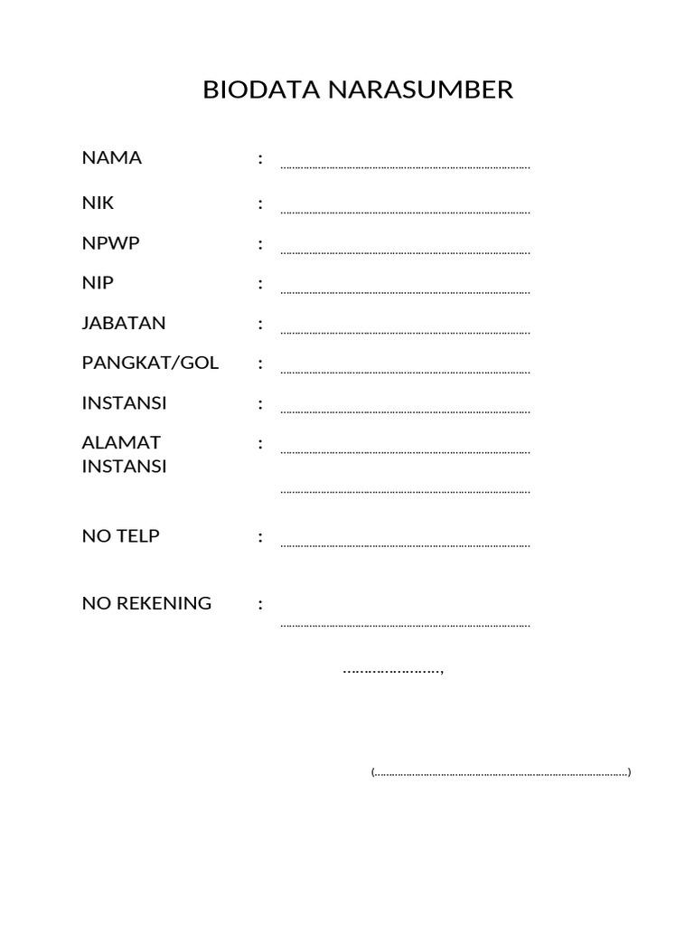 Biodata Narasumber Pdf