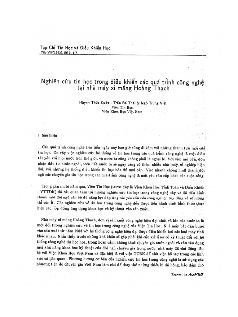 Nghien Cu Tin Hc Trong Diu Khin Cac | PDF