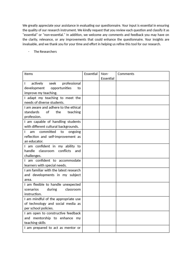 Essential and Non-Essential | PDF | Mentorship | Educational Assessment