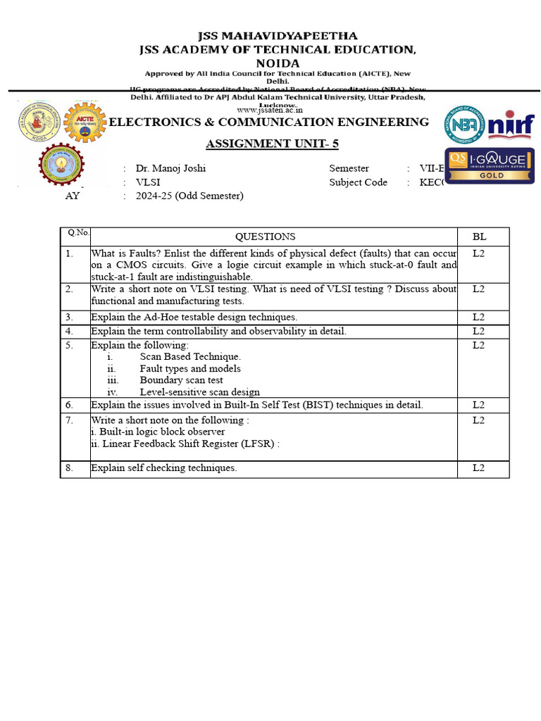 Assignment Unit 5 VLSI | PDF