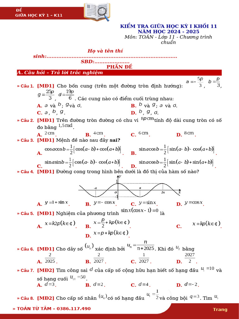 11-ĐỀ 1-GK1 | PDF