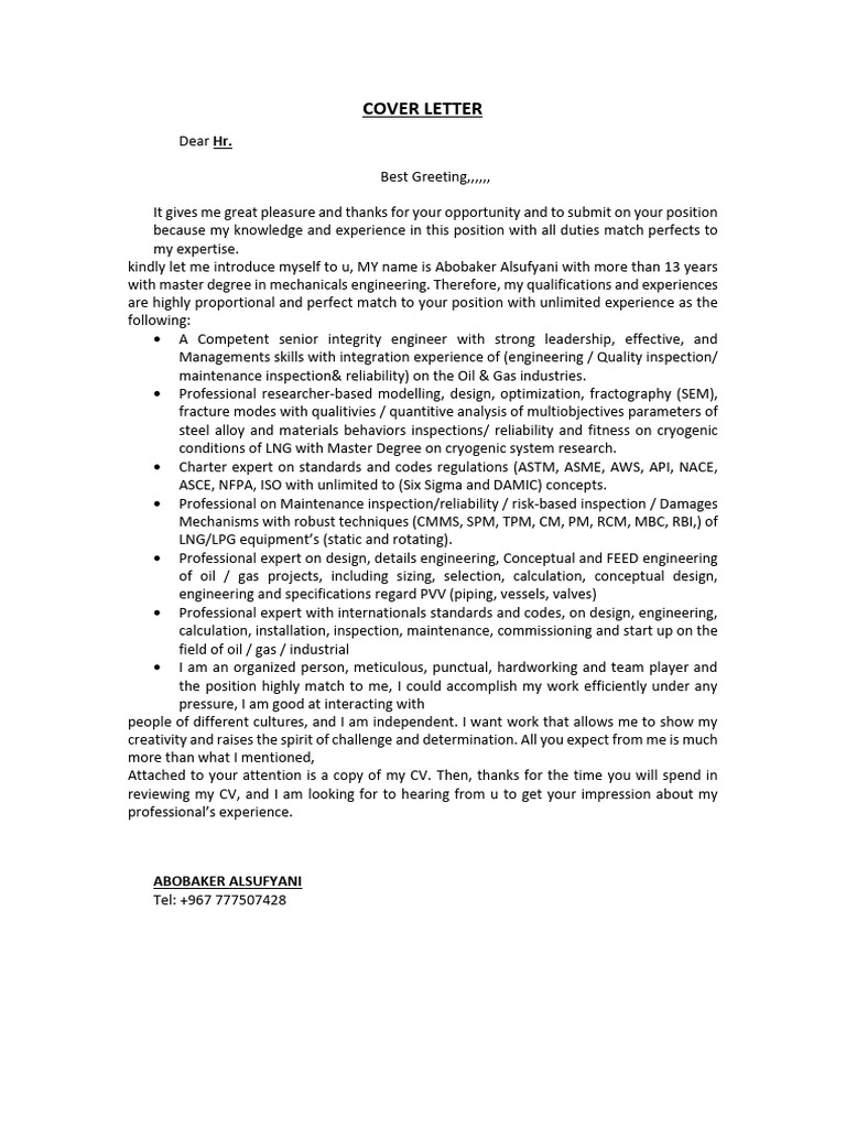 COVER Letter-Oiland Gasrev01 | PDF | Reliability Engineering