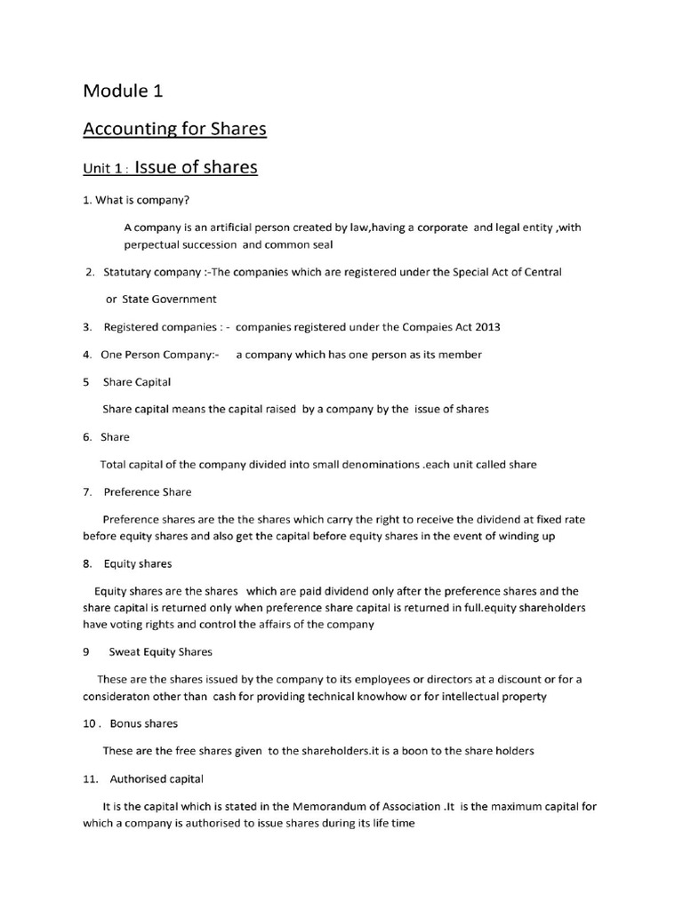 Corporate Ac1 Notes Module 1 | PDF