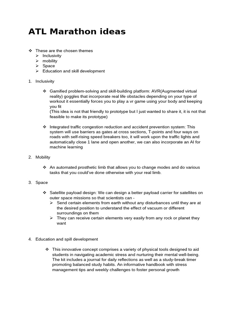ATL Marathon Ideas | PDF