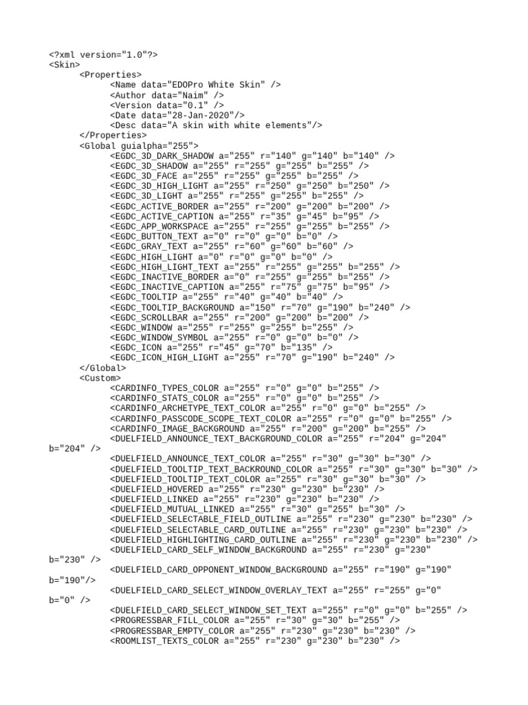 EDOPro White Skin Configuration Guide | PDF