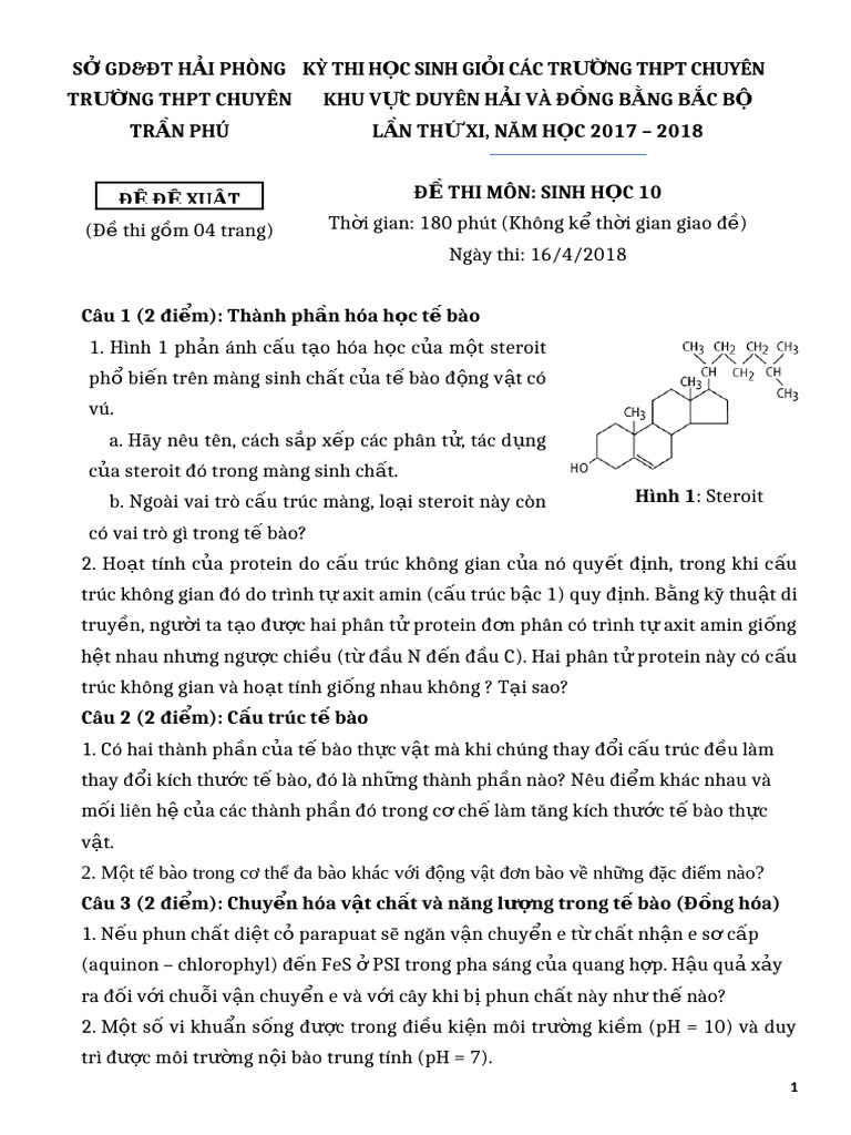1.Đề DHBB - Sinh 10 | PDF