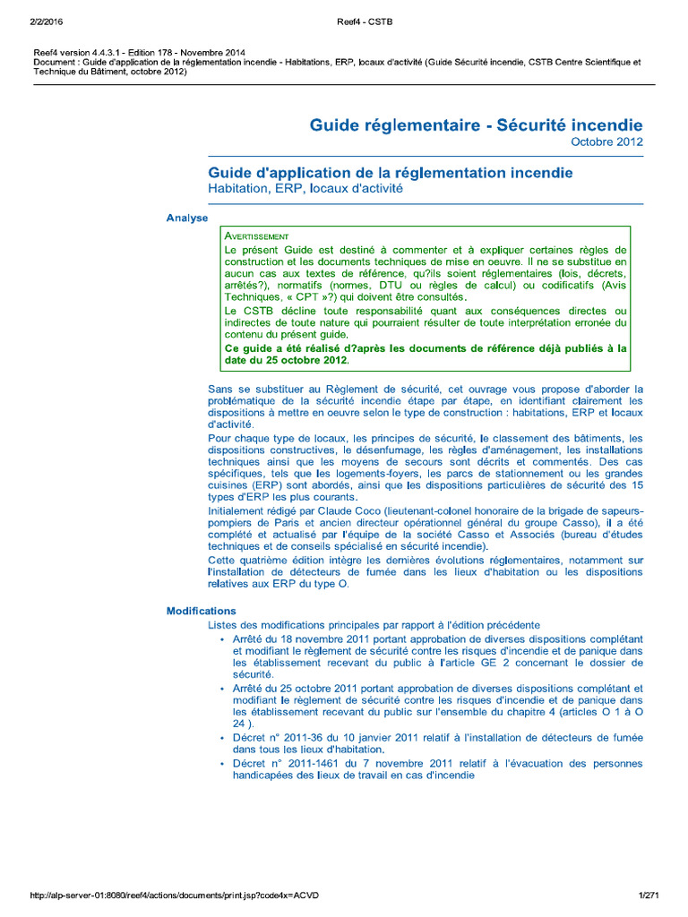 Guide Securite Incendie - CSTB | PDF