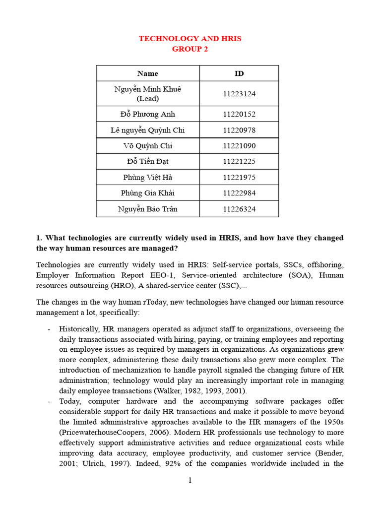 (Hris) (Group 2) Technology and Hris | PDF | Cloud Computing | Mobile App