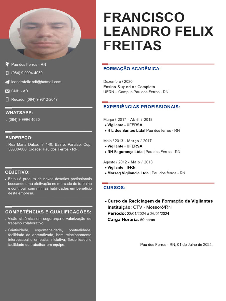 23- CURRICULO - FRANCISCO LEANDRO FELIX FREITAS | PDF
