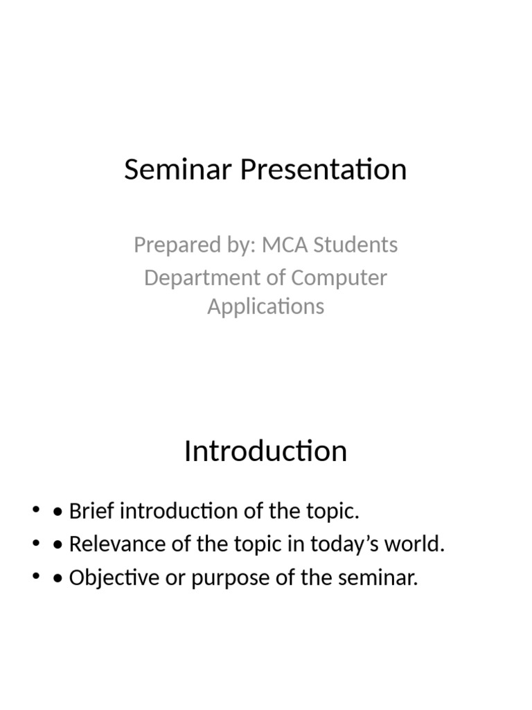 MCA Seminar Presentation | PDF
