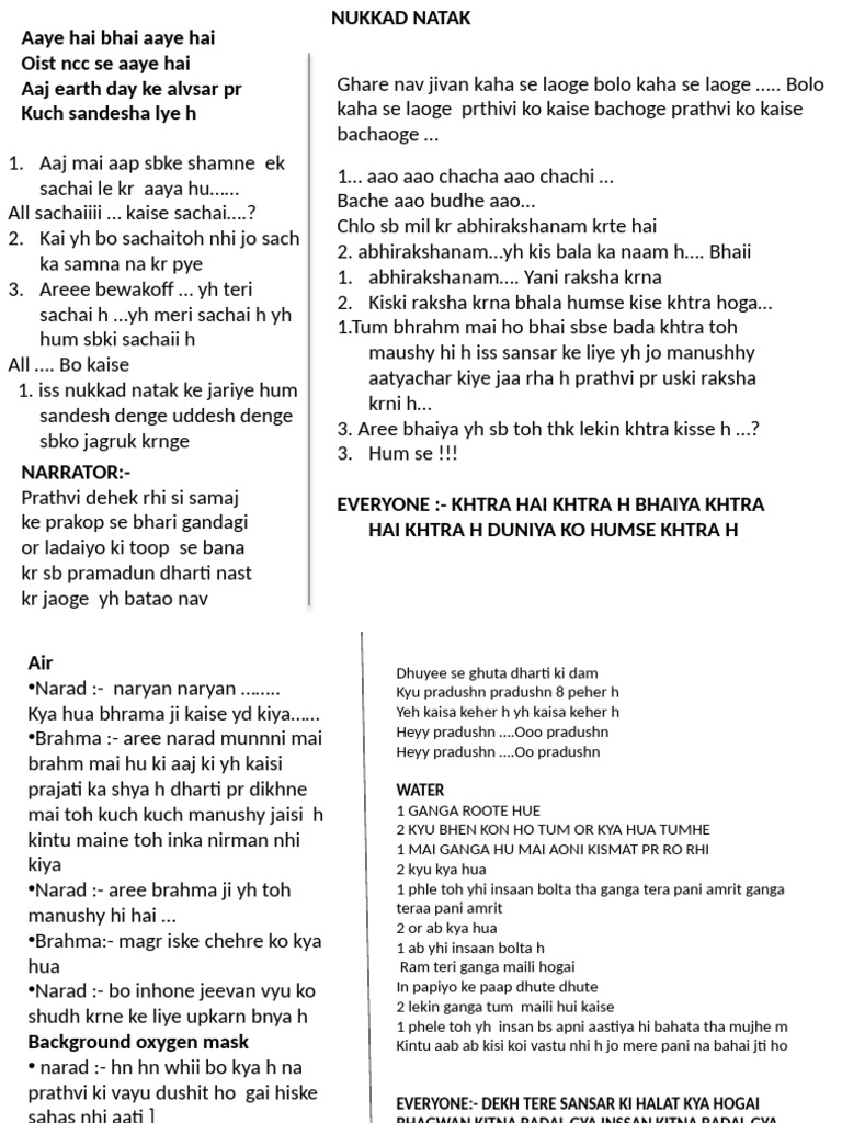 Nukkad Ntk Script | PDF