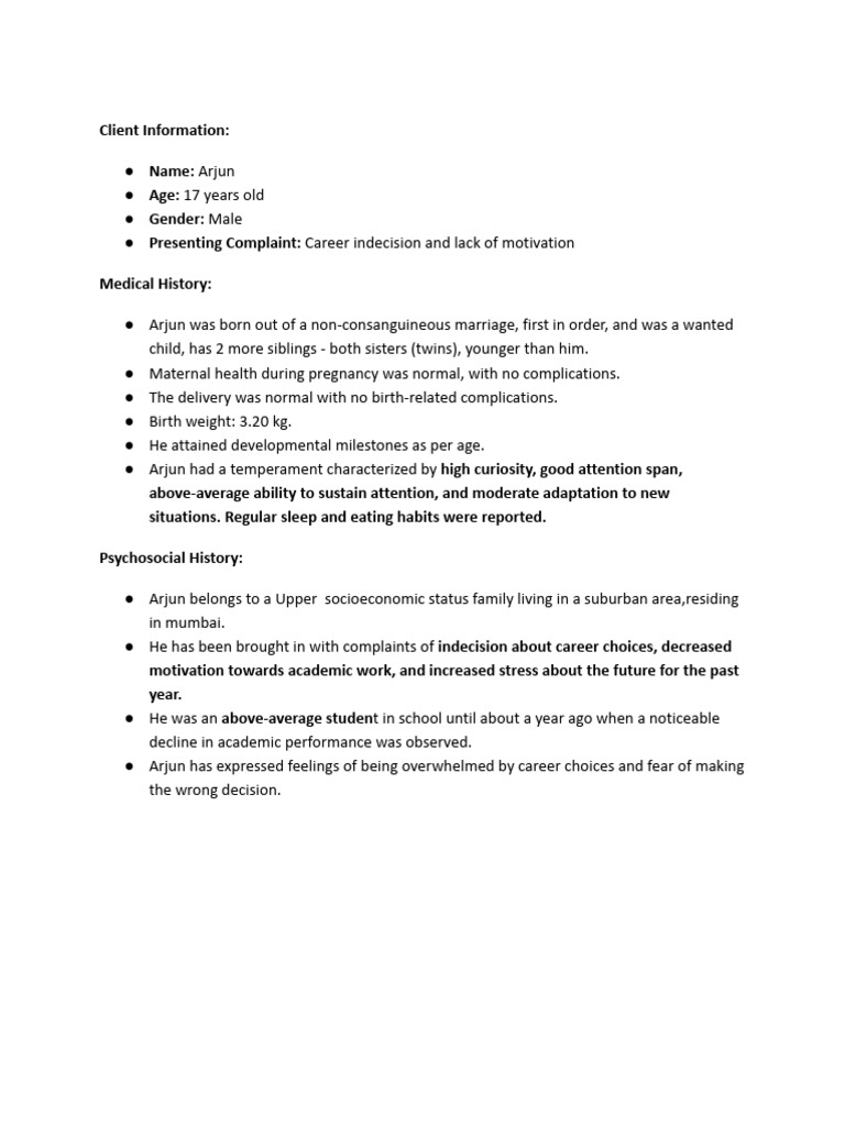 Career Counseling Case Study | PDF | Psychological Concepts | Human ...