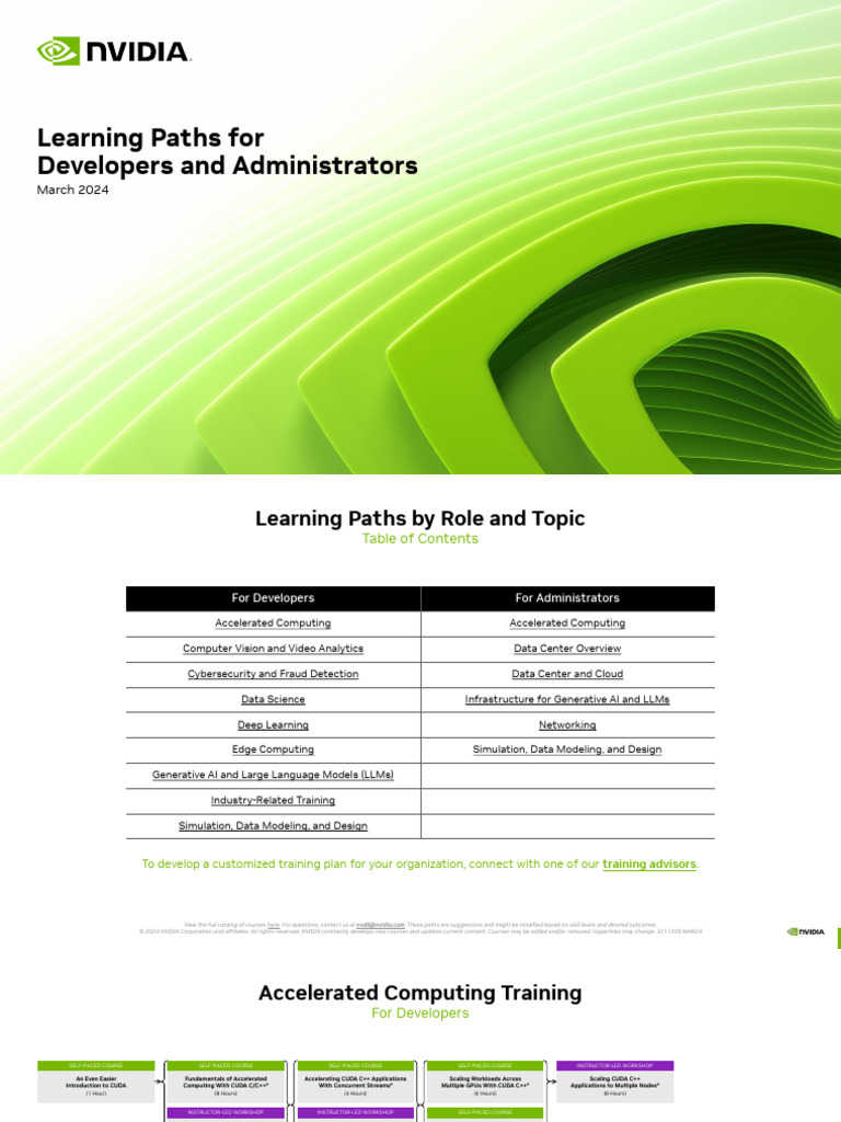 Nvidia Learning Learning Path Developers It Administrators | PDF | Deep Learning | Artificial ...