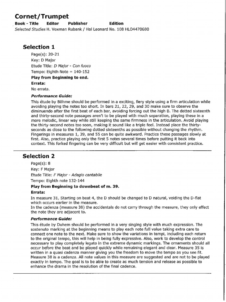 2020 Trumpet Etudes | PDF | Tempo | Elements Of Music